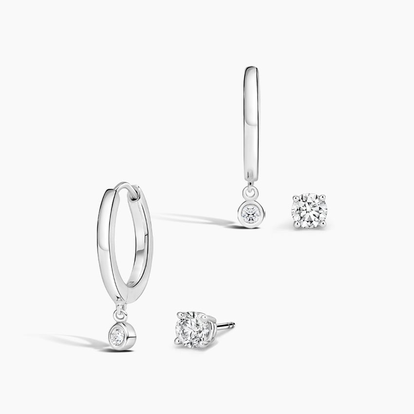 The Stylist Diamond Huggie and Stud Earring Set