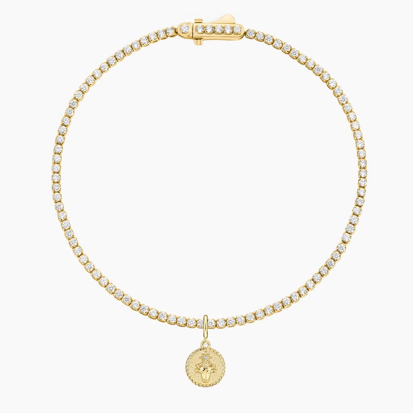 Milgrain Bubble Initial Charm with 6.5 in. Petite Lab Diamond Tennis ...