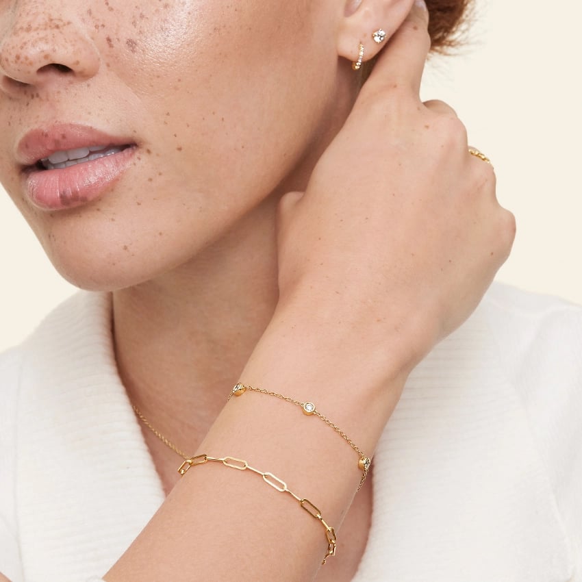 The Enthusiast Paperclip and Diamond Bracelet Set in 14K Yellow Gold