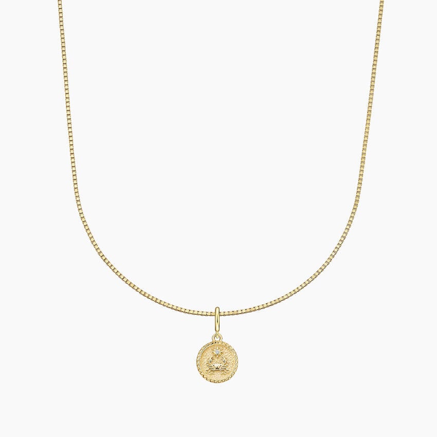 Zodiac Diamond Cancer Charm with Riley 16 in. Box Chain Necklace (0 ...