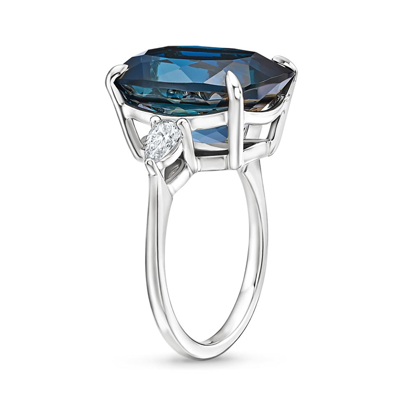 Soiree London Blue Topaz and Diamond Cocktail Ring in 18K White Gold
