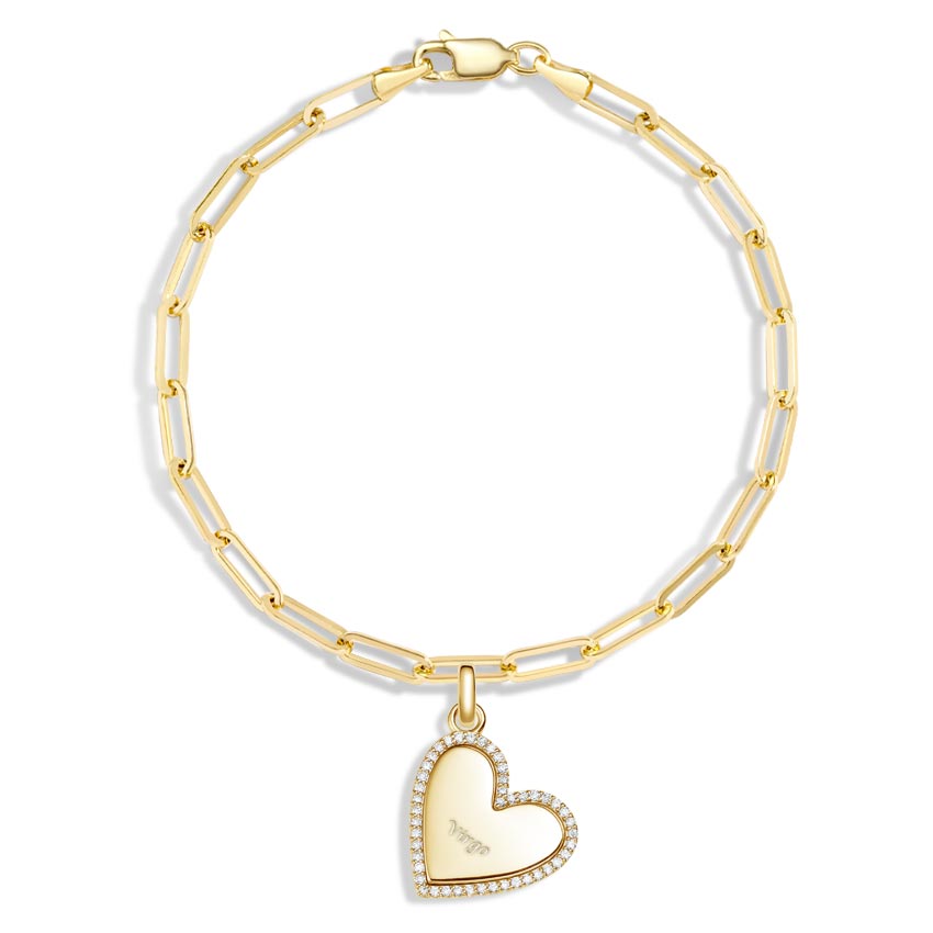 14K Yellow Gold Engravable Diamond Heart Charm | Brilliant Earth