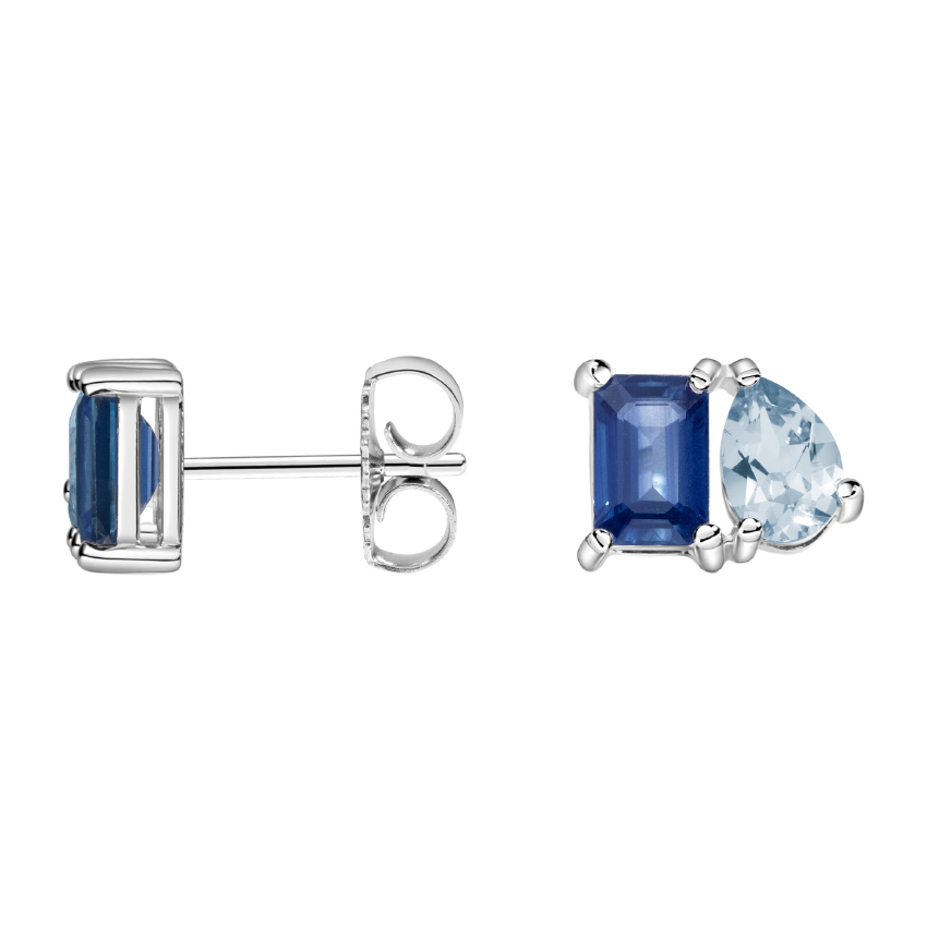 Sapphire and Aquamarine Toi et Moi Earrings - Brilliant Earth