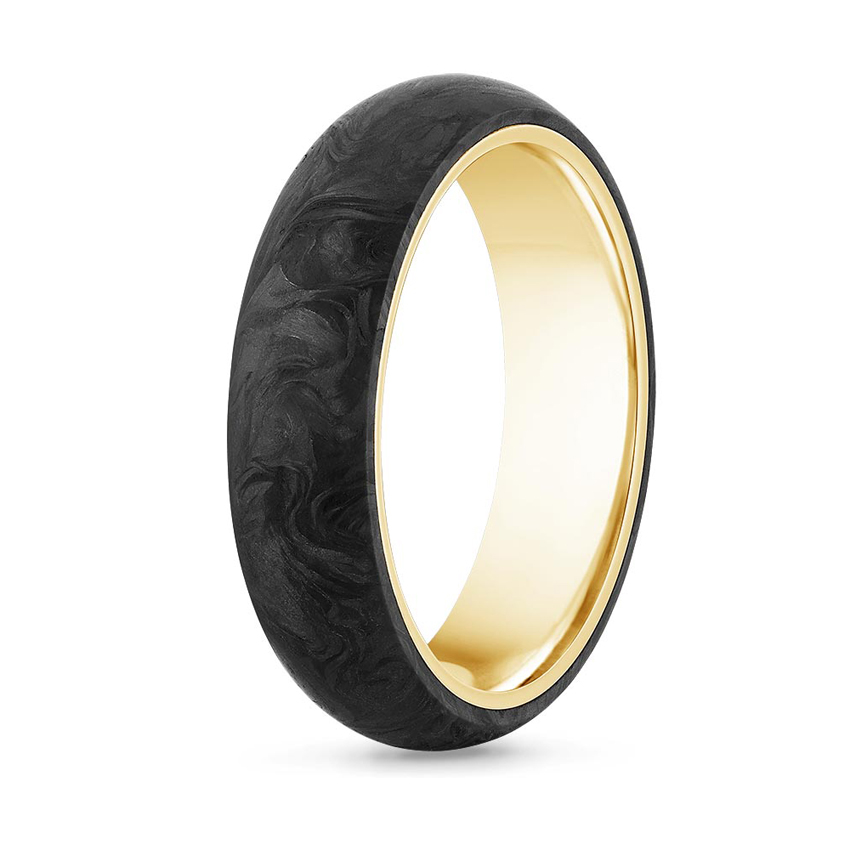 Domo Black 6mm Wedding Ring in 18K Yellow Gold