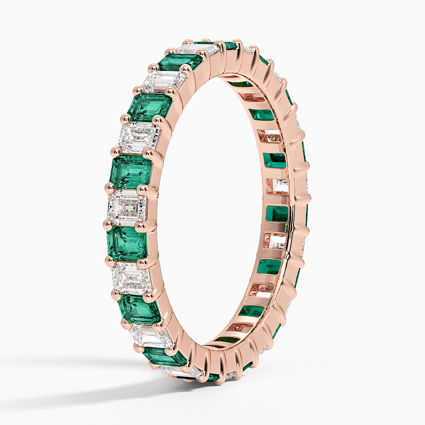 Eternity Lab Emerald and Diamond Ring in 14K Rose Gold