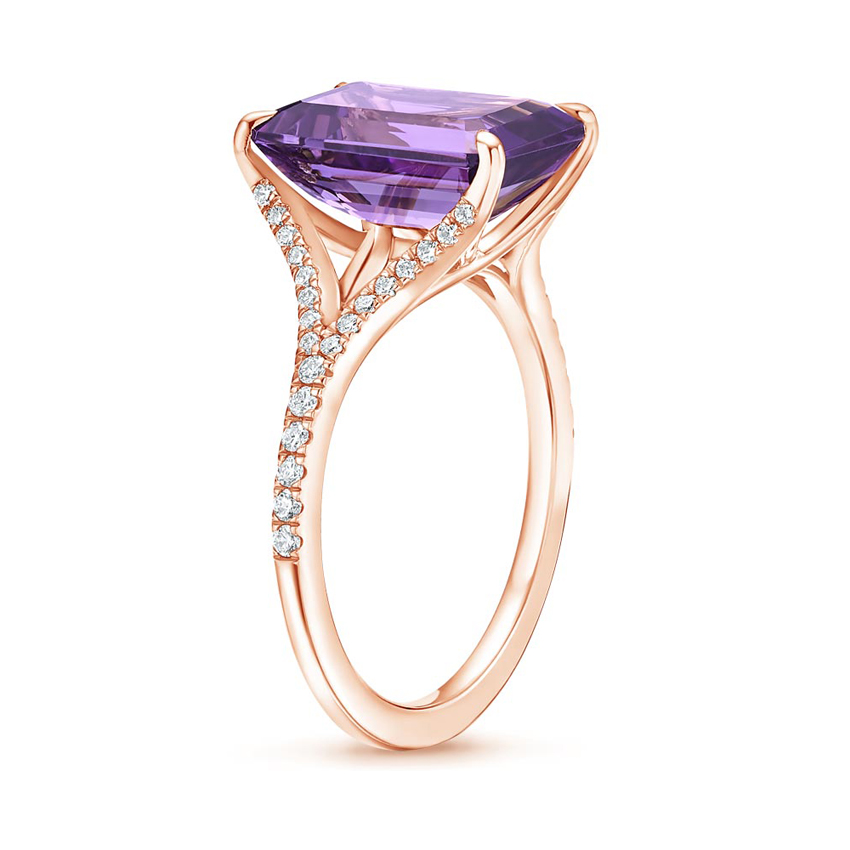 Coronation Amethyst and Diamond Cocktail Ring in 14K Rose Gold