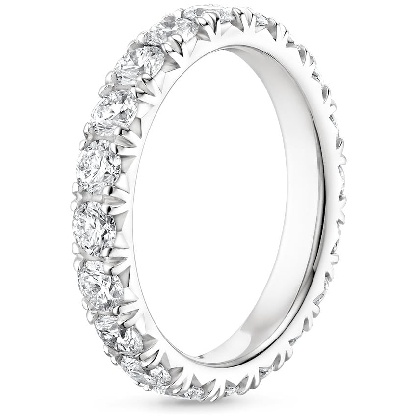 French Pavé Eternity Lab Diamond Ring (2 ct. tw.) in 18K White Gold