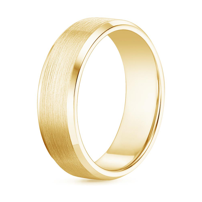 Beveled Edge Matte 6.5mm Wedding Ring in 18K Yellow Gold