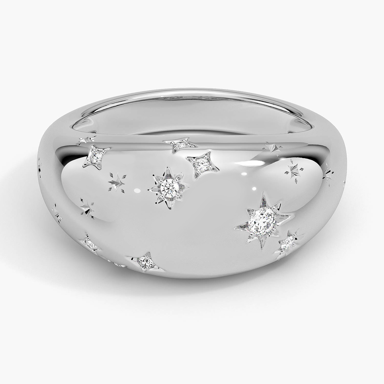 Scorpio Zodiac Constellation Diamond Dome Ring in 14K White Gold