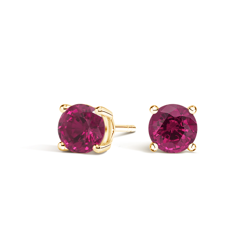 18K Yellow Gold Lab Ruby Stud Earrings | Brilliant Earth