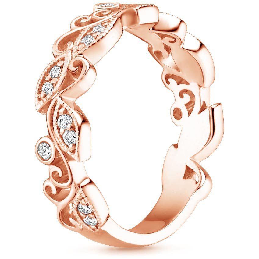 Ivy Scroll Diamond Ring in 14K Rose Gold