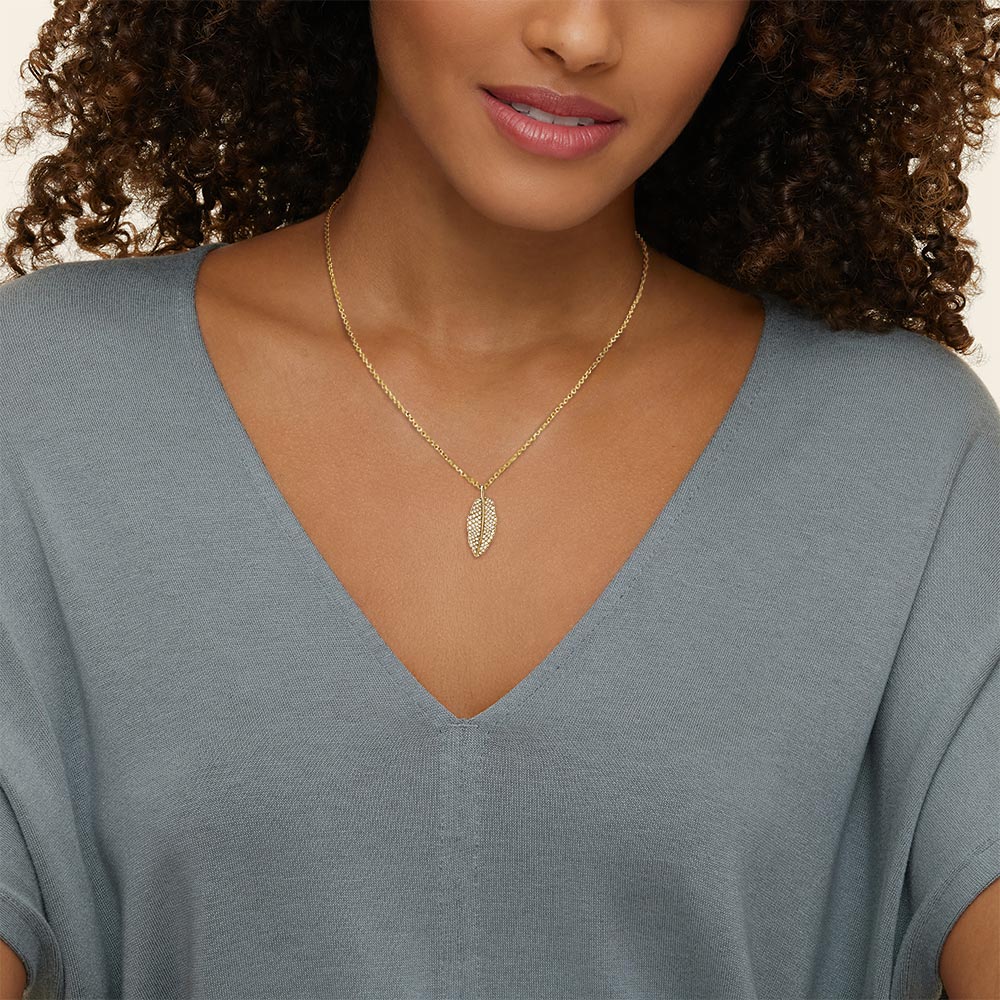 Pavé Leaf Lab Diamond Pendant Necklace | Jane Goodall Collection