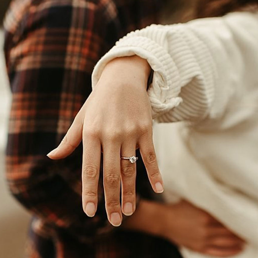 18K White Gold Esme Ring with Sonora Diamond Ring (1/8 ct. tw ...