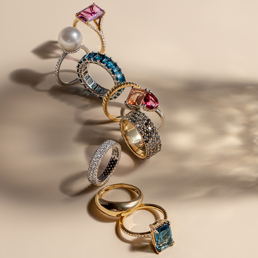 Fiesta London Blue Topaz and Diamond Cocktail Ring in 18K Yellow Gold