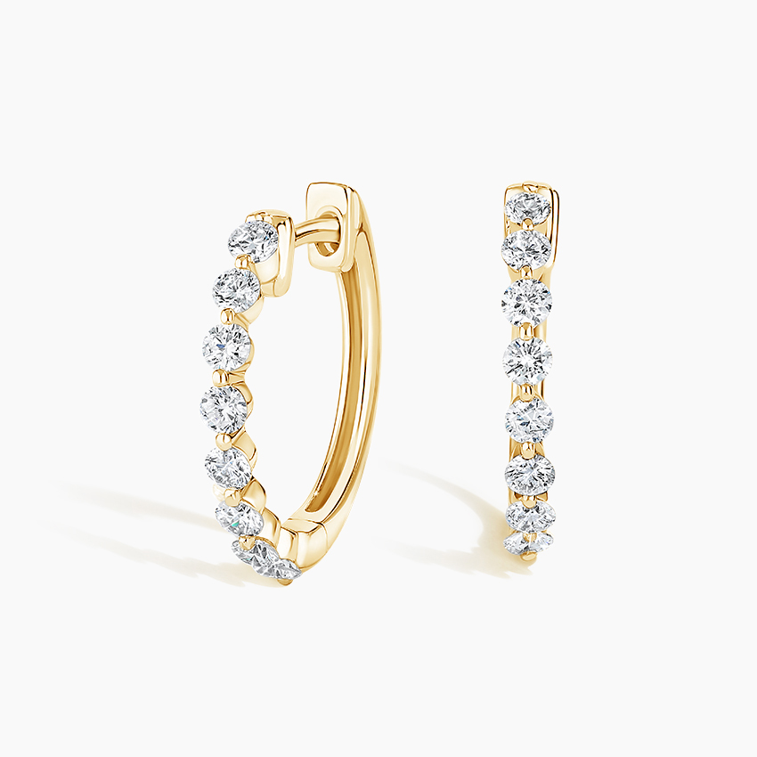 18K White Gold Shared Prong Diamond Hoops | Marseille | Brilliant Earth
