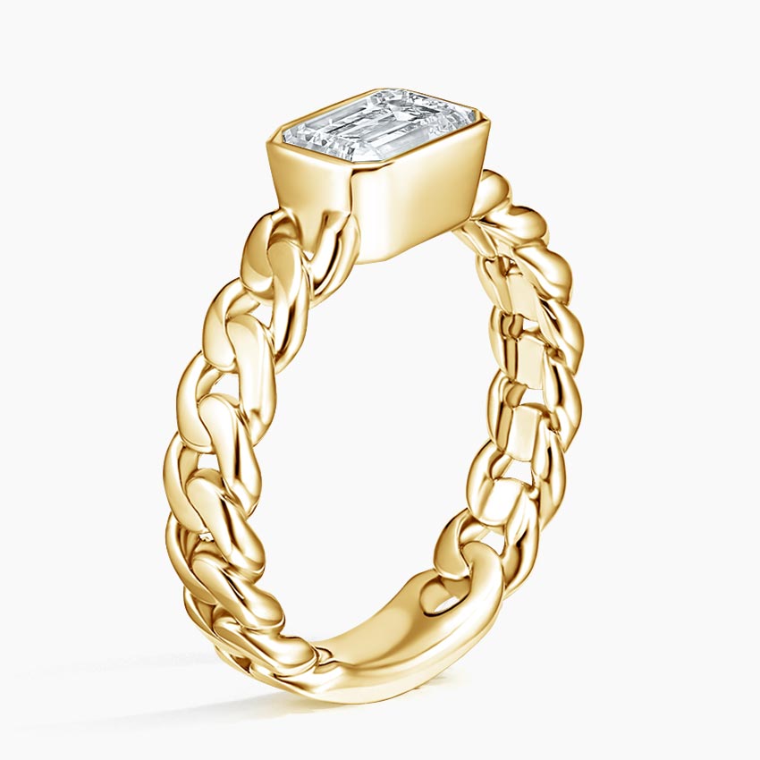 Blake Emerald Cut Lab Diamond Chain Ring in 18K Yellow Gold | Brilliant ...