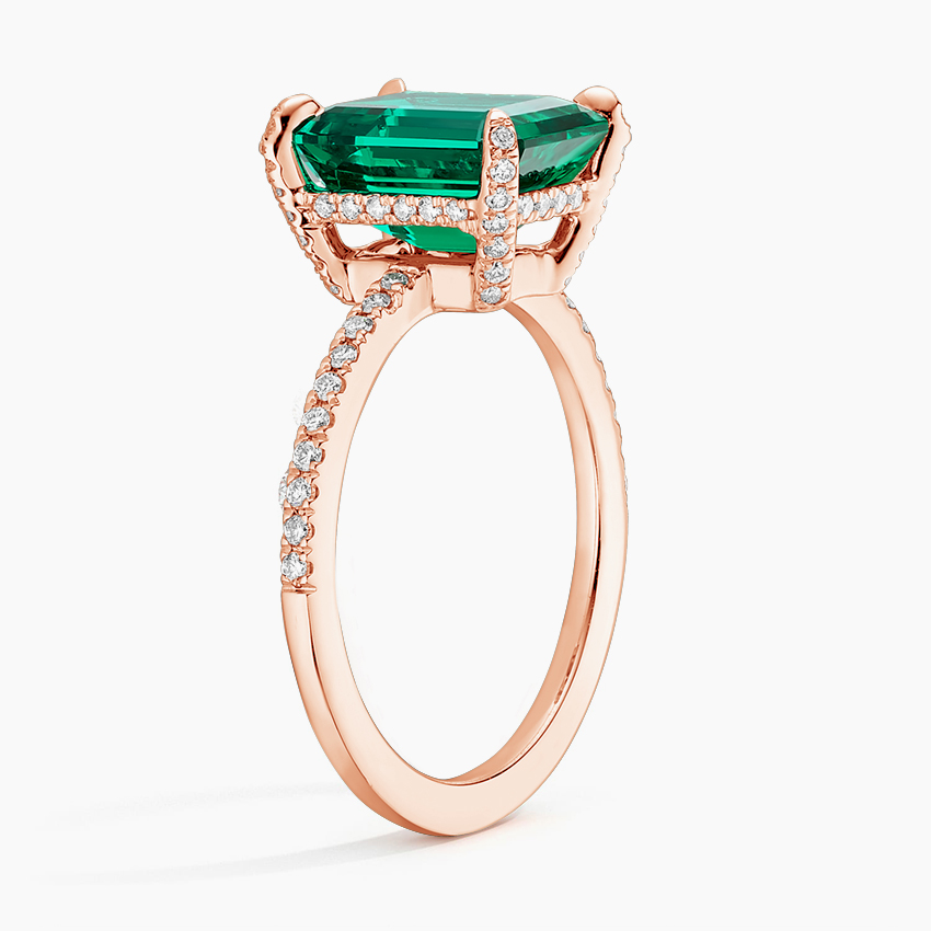 Samba Lab Emerald and Diamond Cocktail Ring in 14K Rose Gold