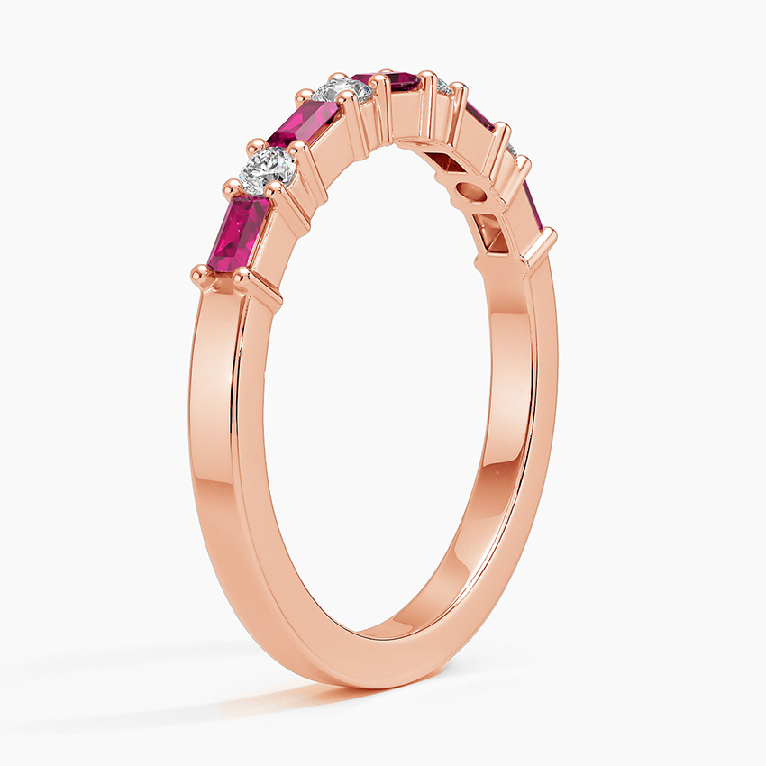 Baguette Lab Ruby and Diamond Ring | Leona