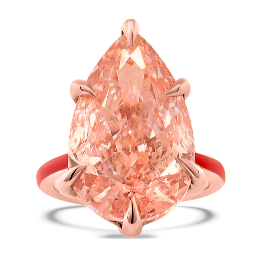 Custom Red Enamel and Pink Lab Diamond Ring Brilliant Earth