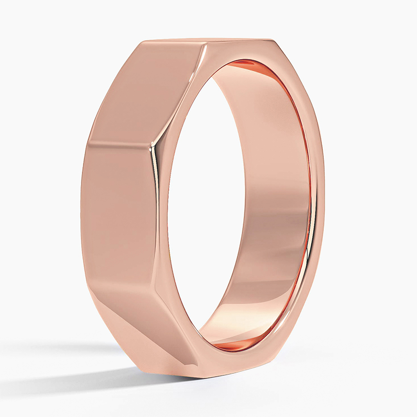 Hexagon 6mm Wedding Ring in 14K Rose Gold