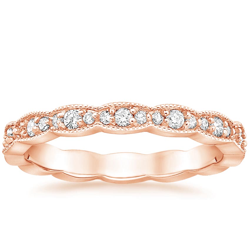 14K Rose Gold Cirrus Diamond Ring with Elowen Eternity Diamond Ring (1/ ...