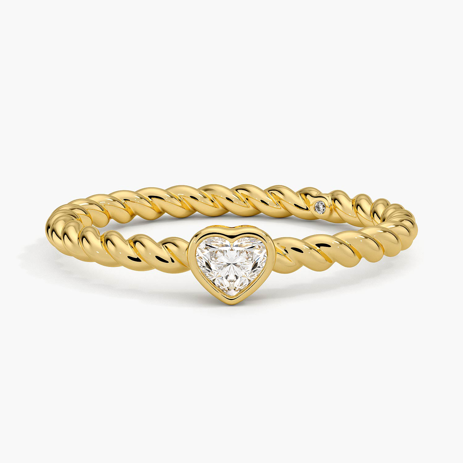 Ama Heart Shaped Lab Diamond Rope Ring in 14K Yellow Gold