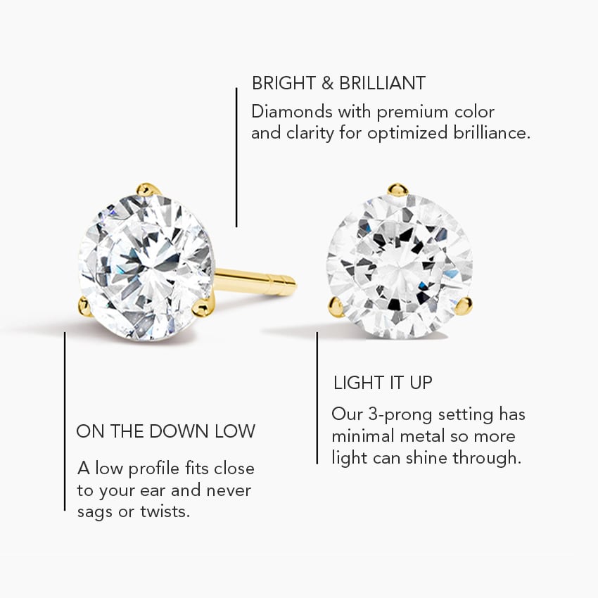 18K White Gold Perfect Martini Lab Grown Diamond Stud Earrings | 1 ...