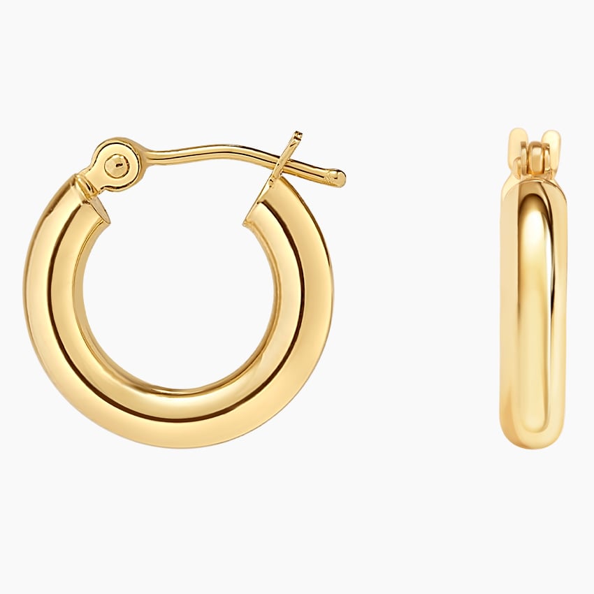 14K Yellow Gold 3mm Huggie Perfect Hoop Earrings