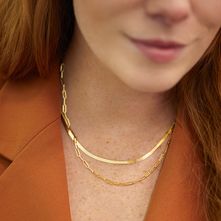 The Trendsetter Herringbone and Paperclip Necklace Set - Brilliant Earth