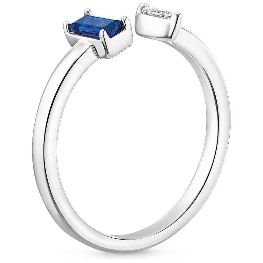 Tess Sapphire and Diamond Open Ring in 18K White Gold