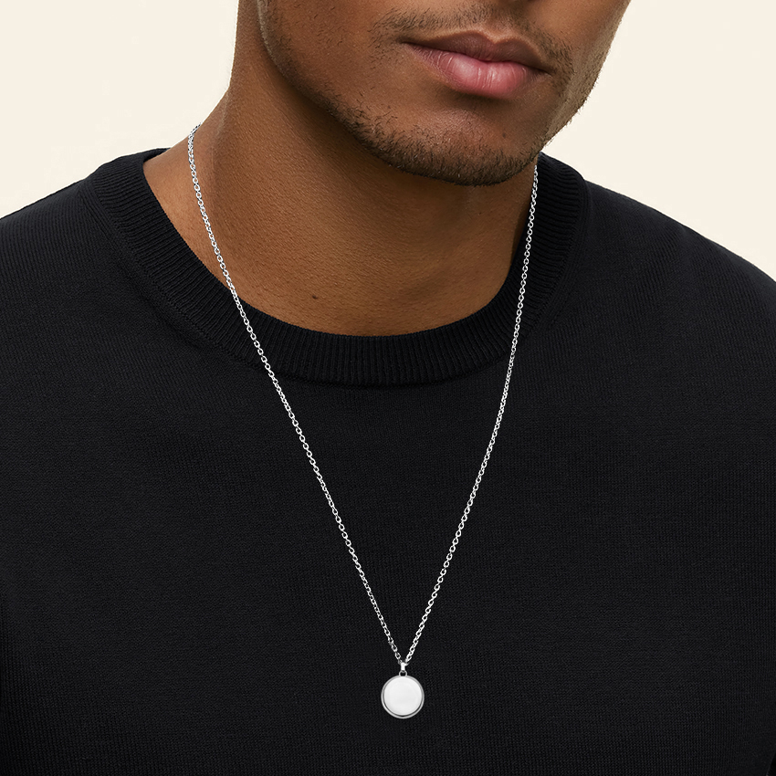 Engravable Beveled Edge Disc Necklace