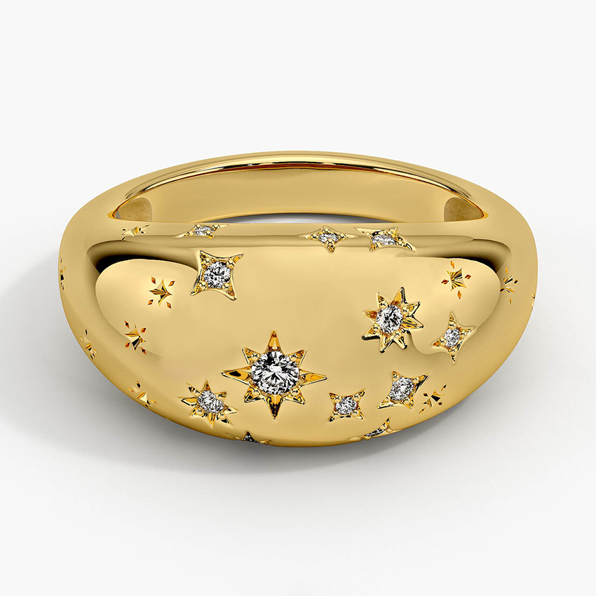 Scorpio Zodiac Constellation Diamond Dome Ring
