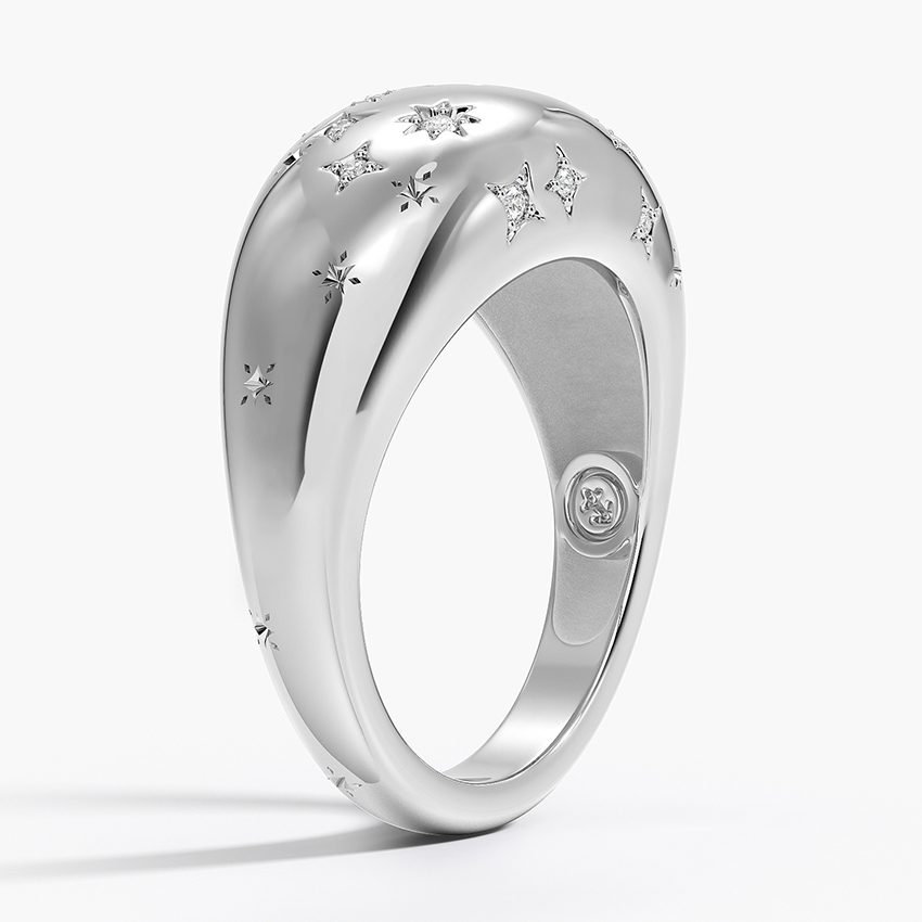 Scorpio Zodiac Constellation Diamond Dome Ring in 14K White Gold