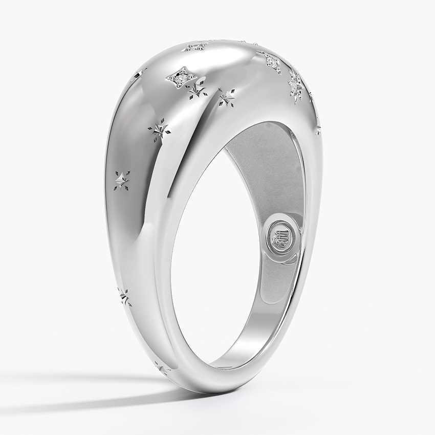 Scorpio Zodiac Constellation Diamond Dome Ring in 14K White Gold