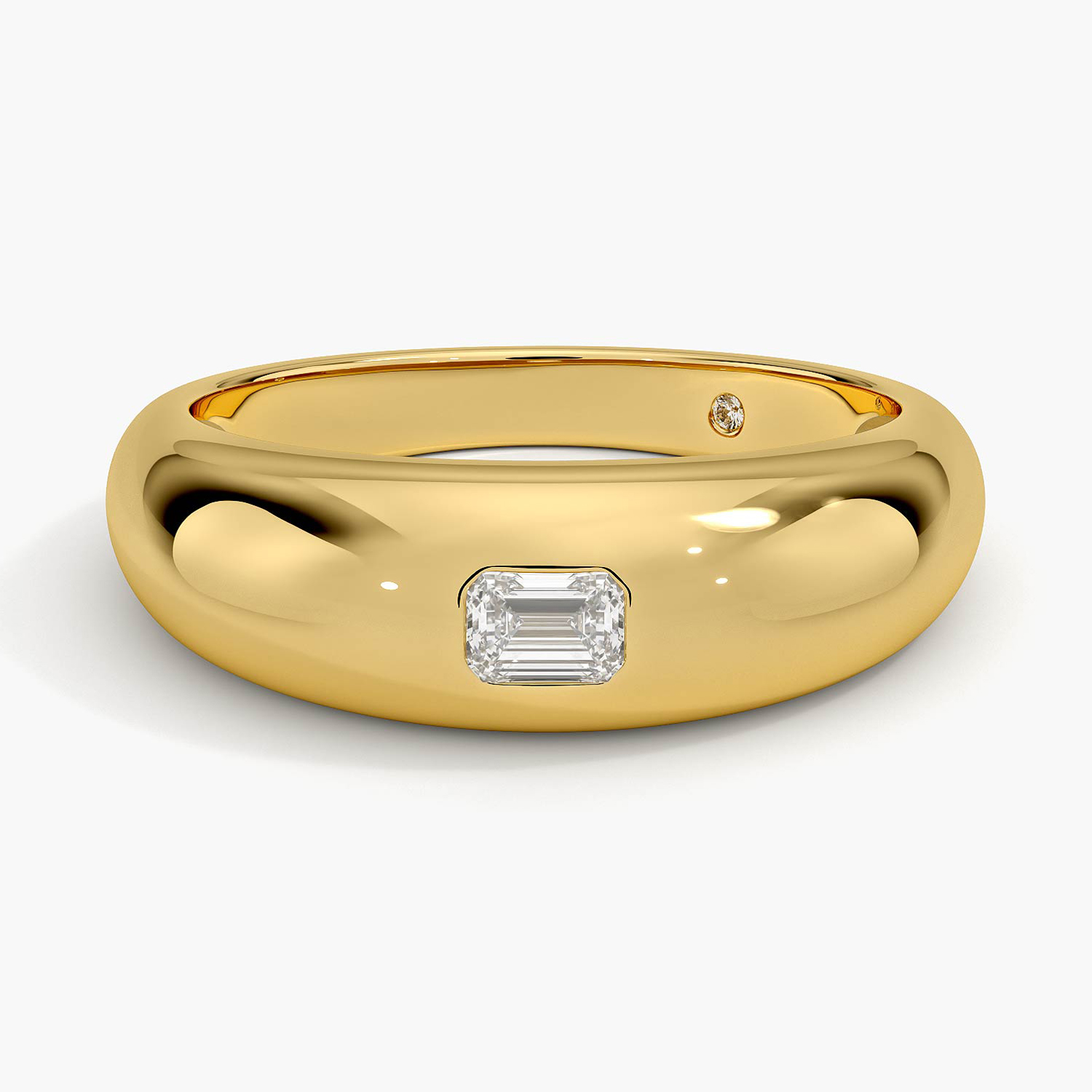 Amara Emerald Cut Lab Diamond Dome Ring 14K Yellow Gold