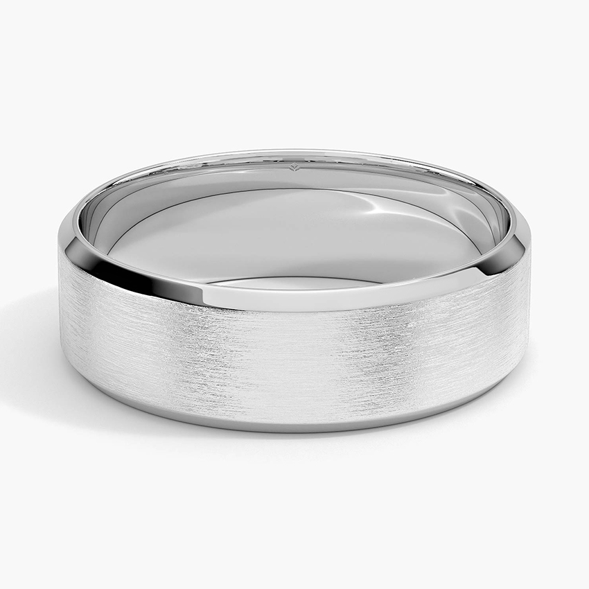Slim Profile Beveled Edge Matte 6.5mm Wedding Ring in 18K Yellow Gold
