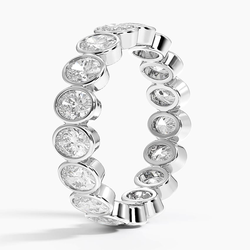 Oval Lab Diamond Bezel Eternity Ring in 18K White Gold