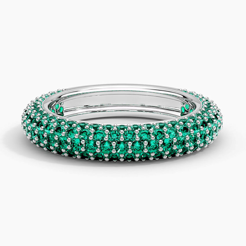 Chunky Dome Pavé Lab Emerald Eternity Stacking Ring