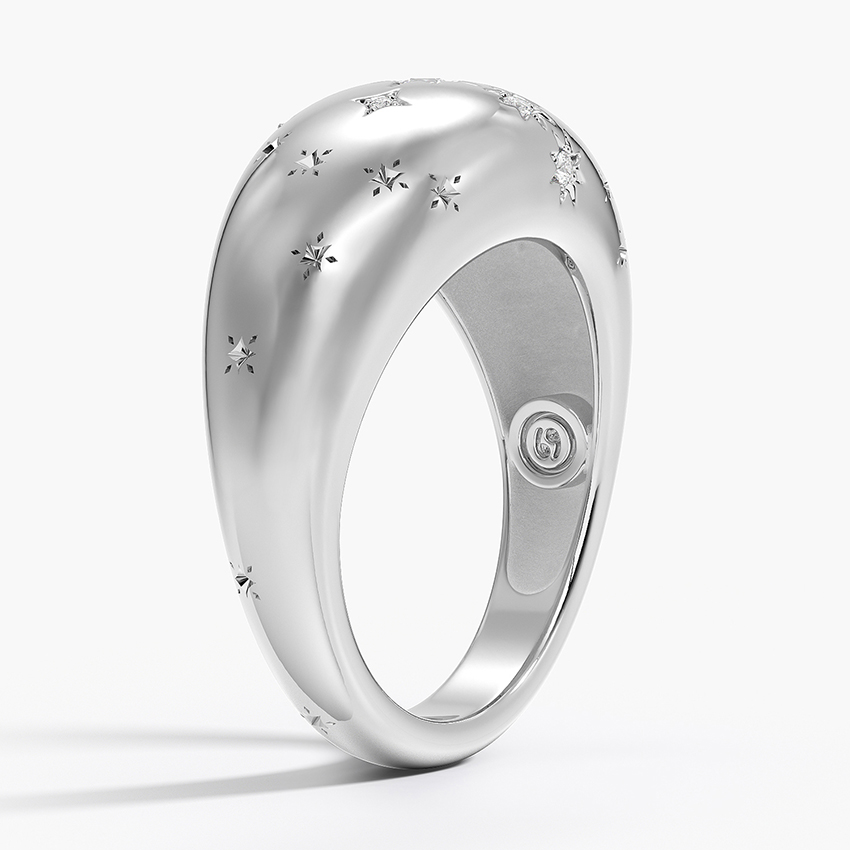 Scorpio Zodiac Constellation Diamond Dome Ring in 14K White Gold