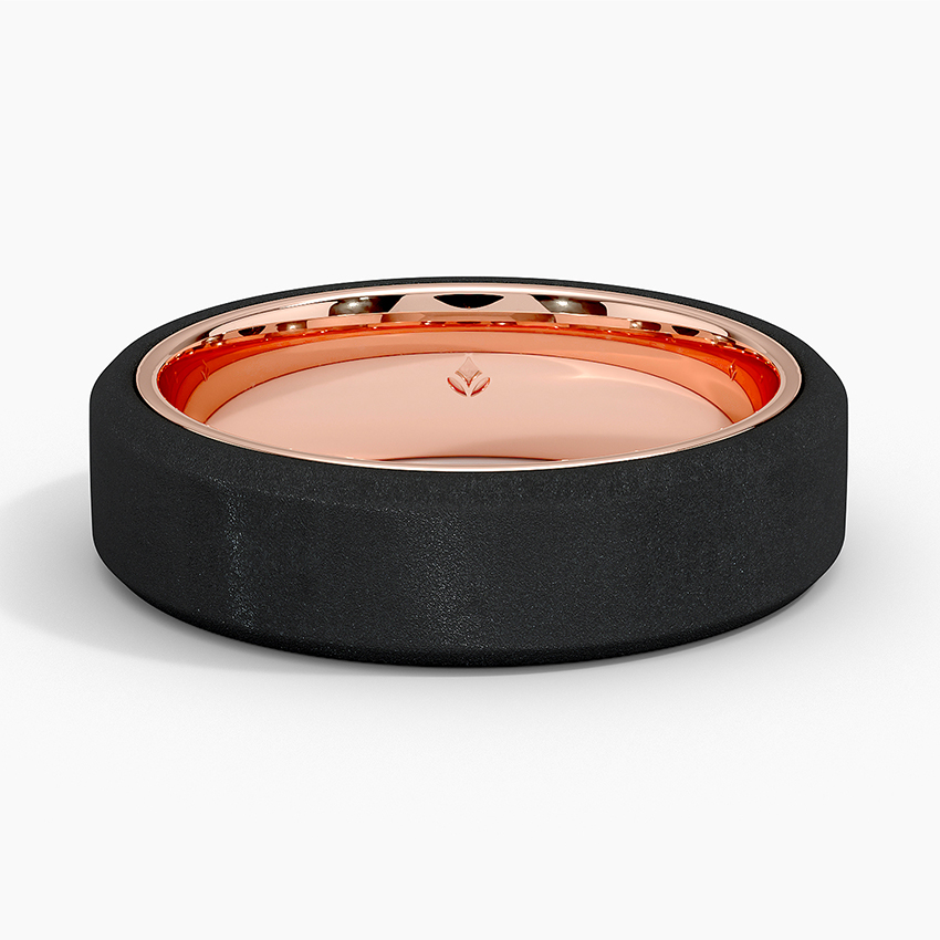 Jett Black 6mm Wedding Ring in 18K Yellow Gold