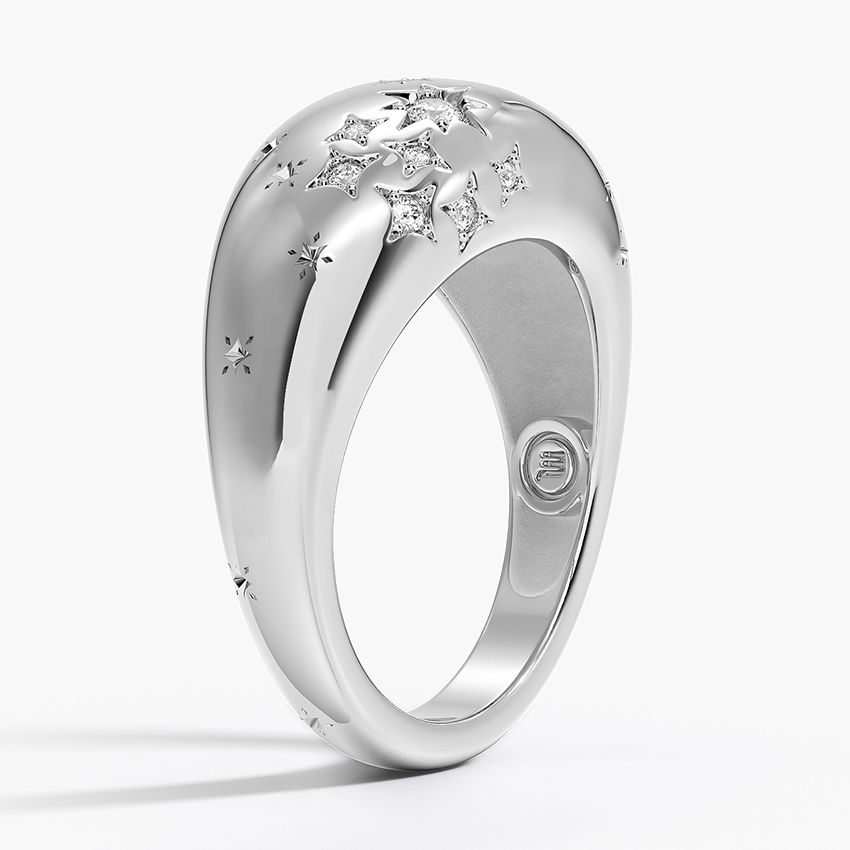 Scorpio Zodiac Constellation Diamond Dome Ring in 14K White Gold