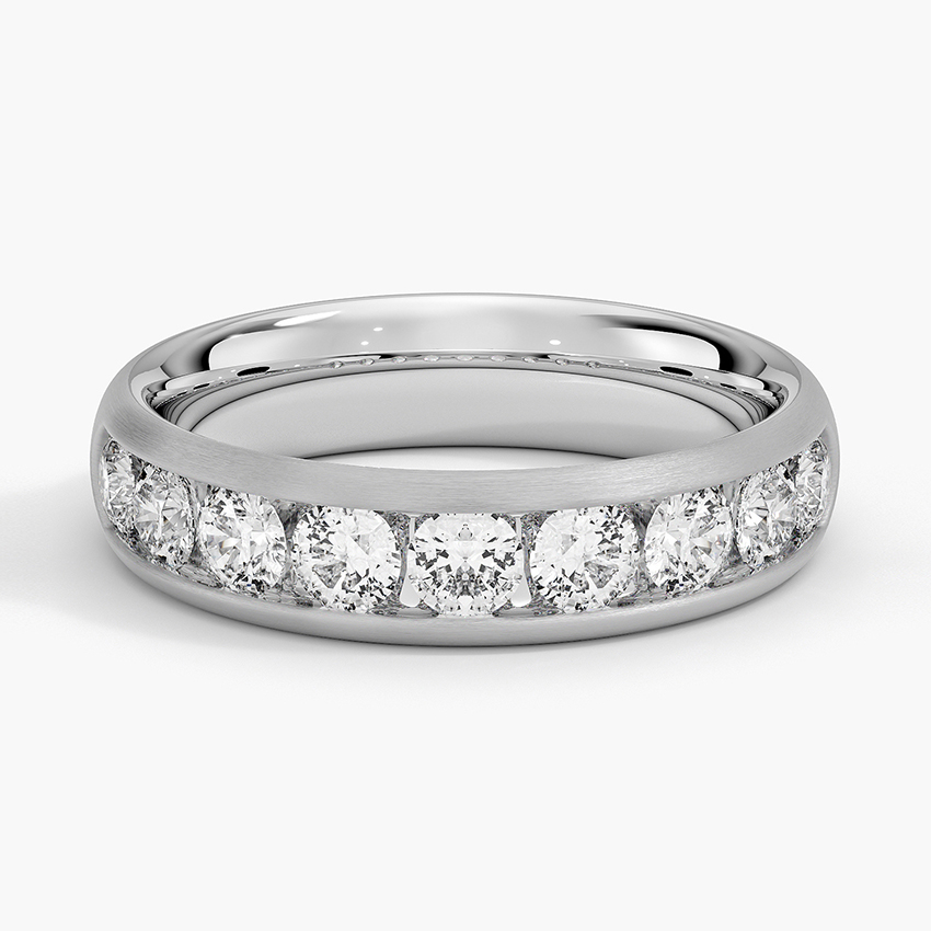 Channel Set Lab Diamond 5.5mm Matte Wedding Ring in Platinum