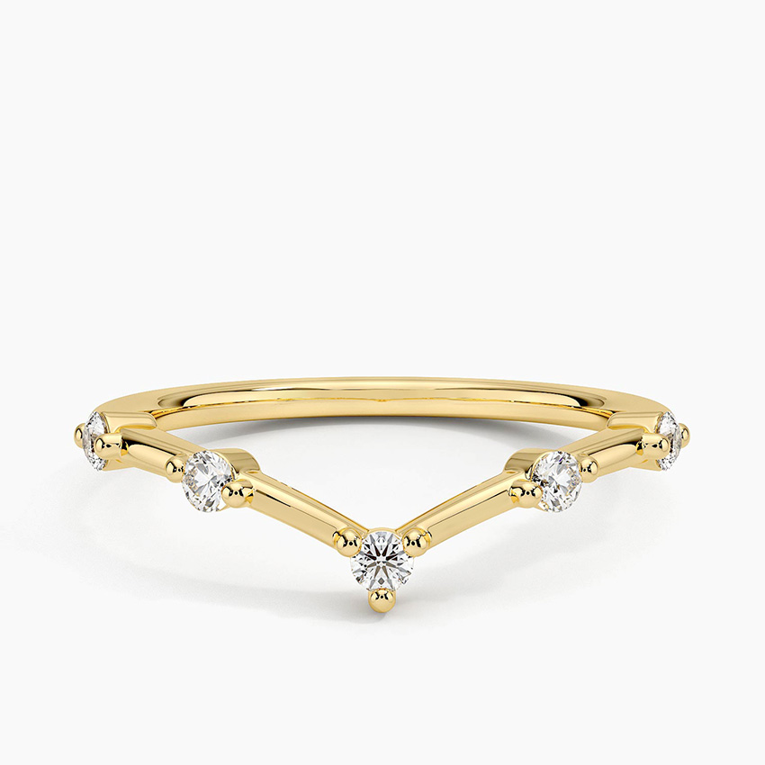 Spaced Diamond Contour Wedding Ring