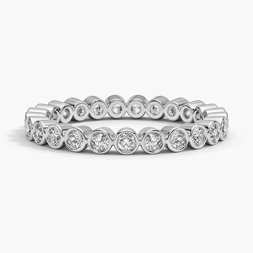 Bezel Round Eternity Diamond Ring (1 ct. tw.) in 18K White Gold