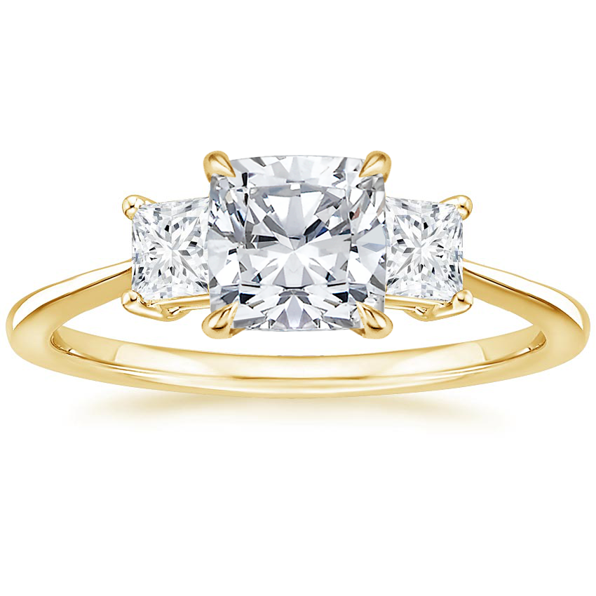 18K White Gold Princess Cut Three Stone Diamond Ring