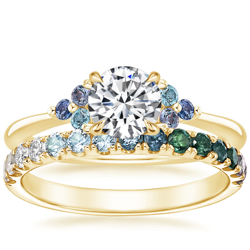 18K White Gold Indigo Melody Ring with Coastal Ombre Ring | Brilliant Earth