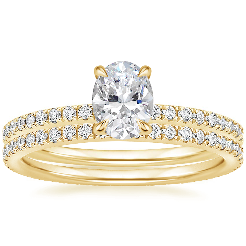 18K Yellow Gold Perfect Fit Diamond Ring with Ballad Eternity Diamond ...
