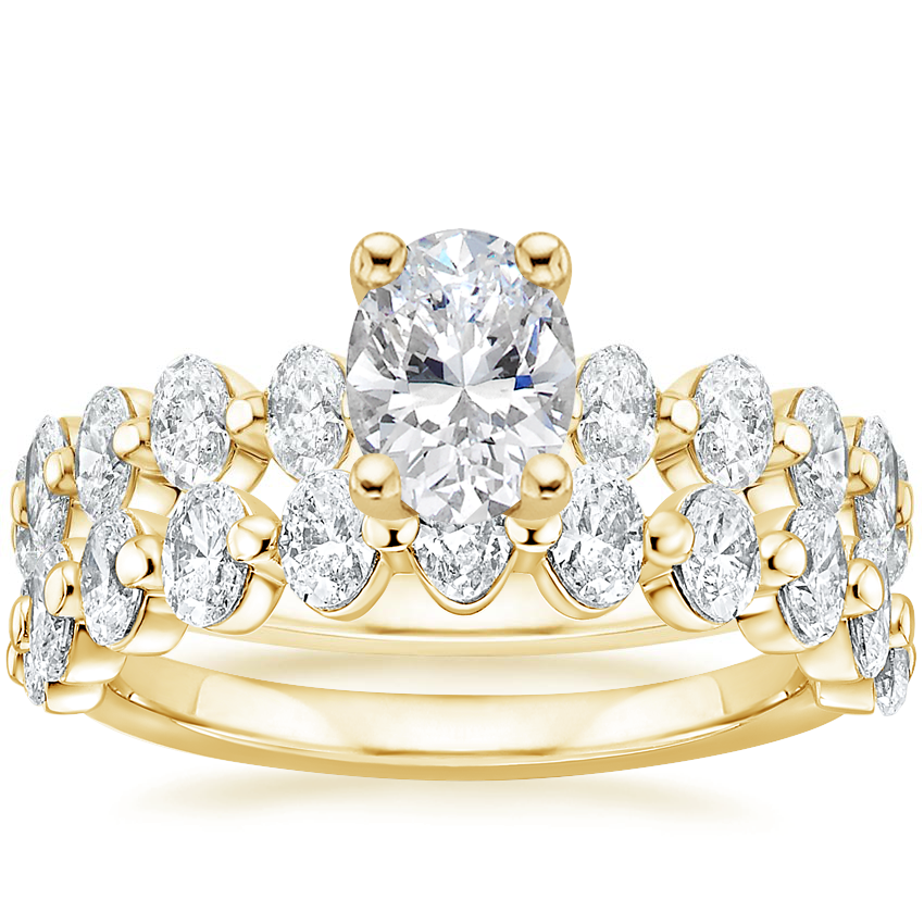 18K Yellow Gold Ellipse Oval Diamond Ring (3/4 ct. tw.) with Ellipse ...