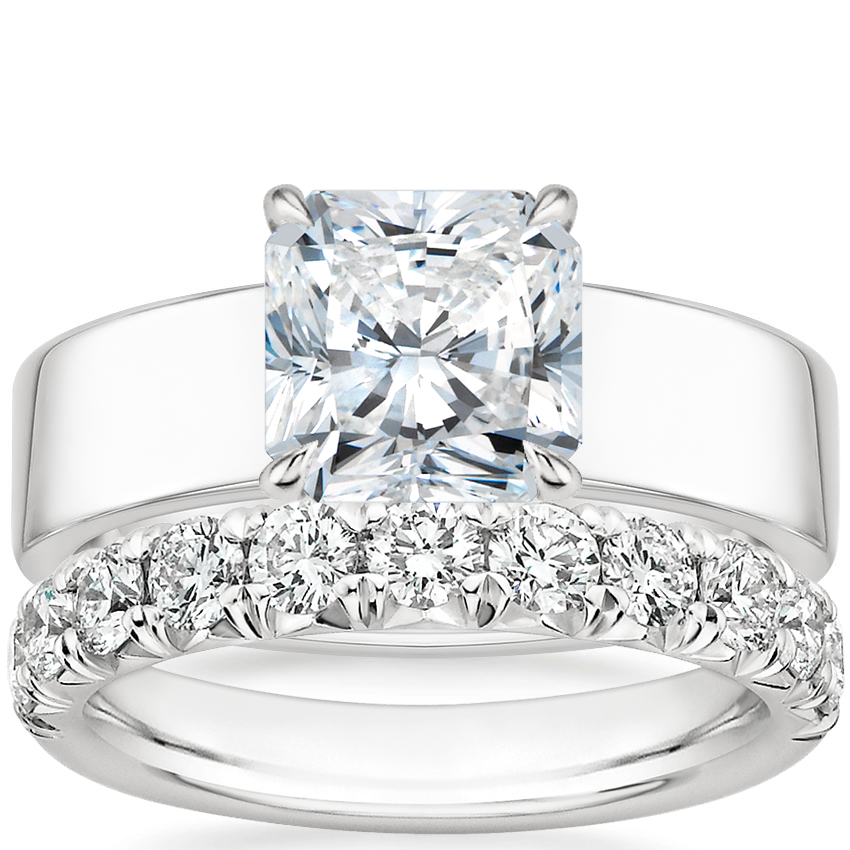 18K White Gold Alden Diamond Ring with Ellora Diamond Ring (7/8 ct. tw ...