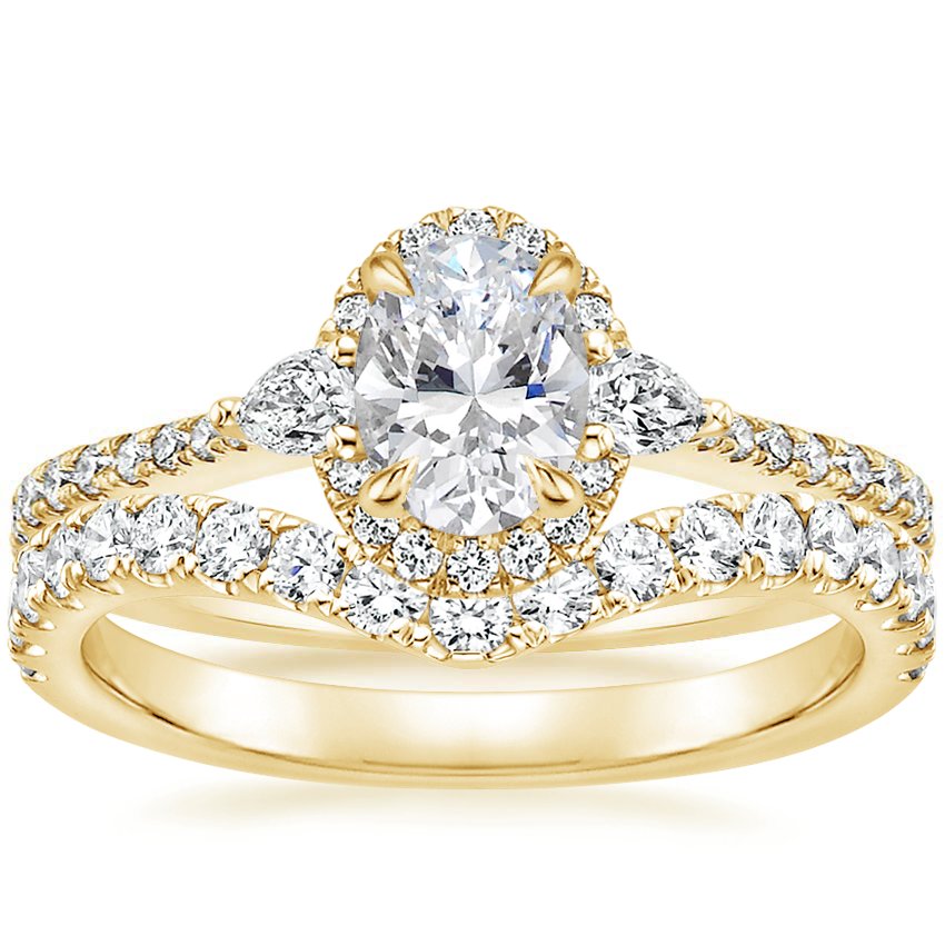 18K Yellow Gold Luxe Aria Halo Diamond Ring (1/4 ct. tw.) with Luxe ...